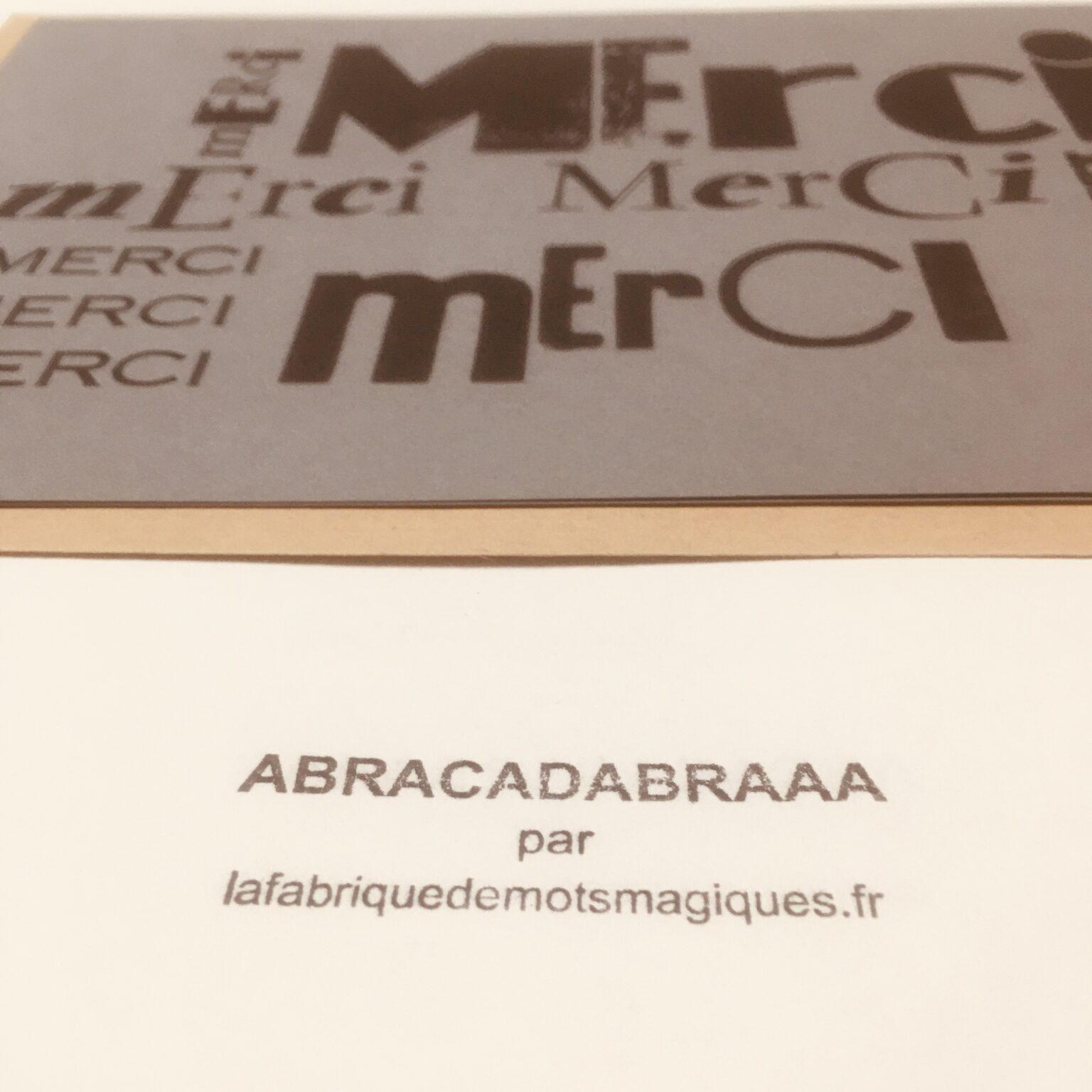 CARTE MERCI, merci, MERCI, merci | La fabrique de Mots Magiques